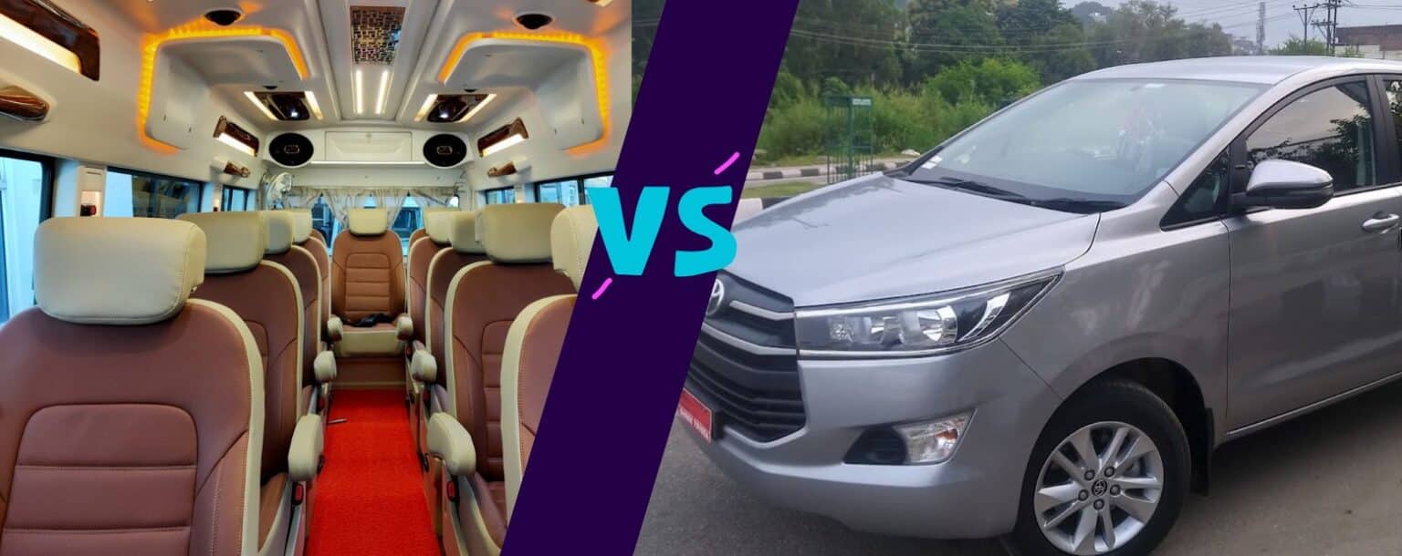 Innova Crysta vs. Tempo Traveller with Maharaja Seats